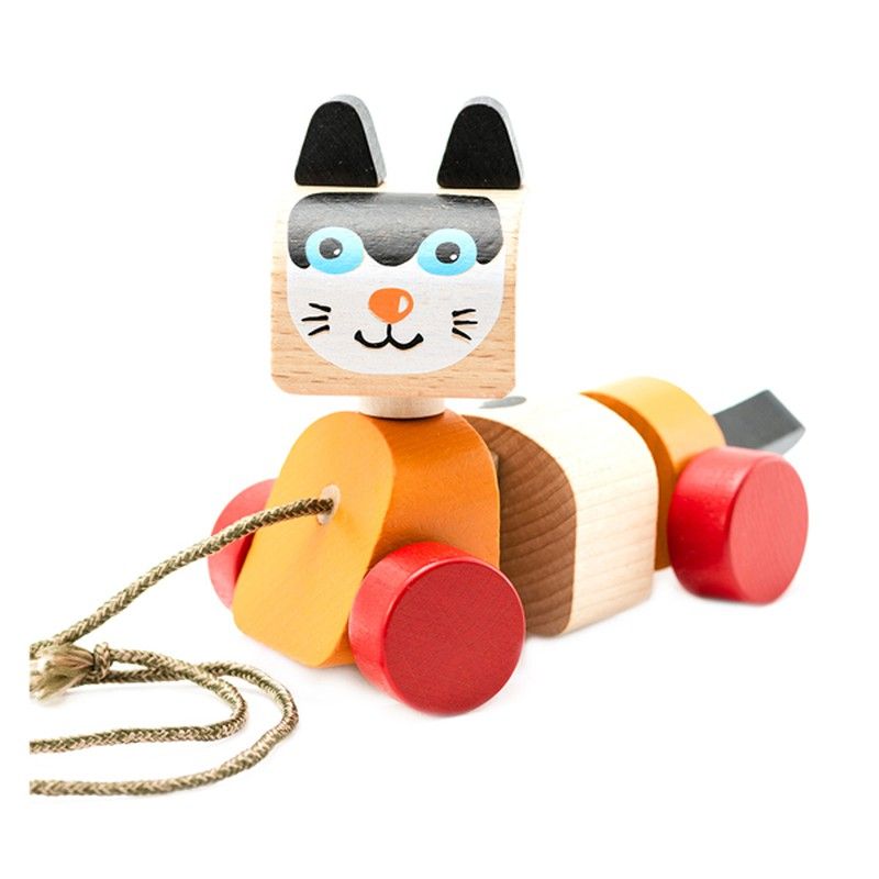 Juguete Madera - Arrastre Gato - Cubika — Juguetesland